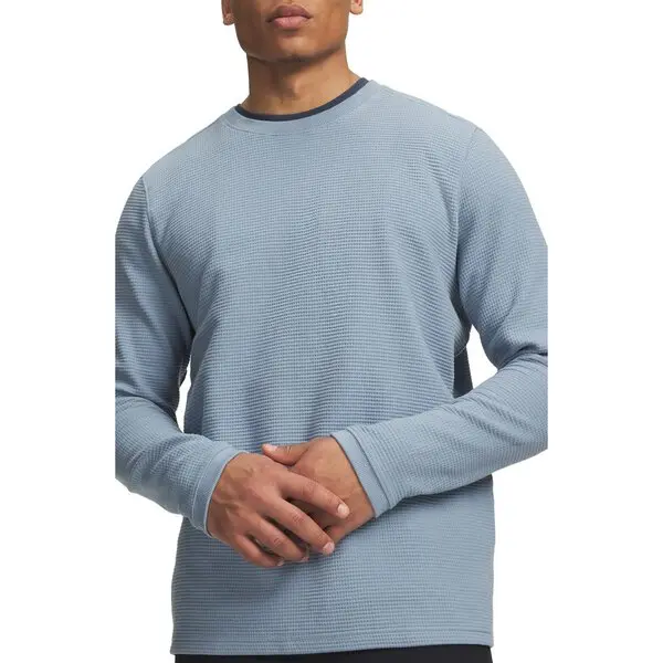Under Armour Expanse Waffle Crewneck Long Sleeve T-shirt - Blue Wind