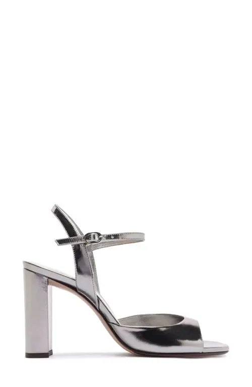 ALEXANDRE BIRMAN Metallic Leather Block Heel Sandals