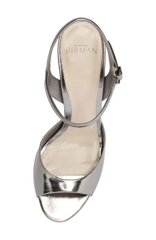 ALEXANDRE BIRMAN Metallic Leather Block Heel Sandals