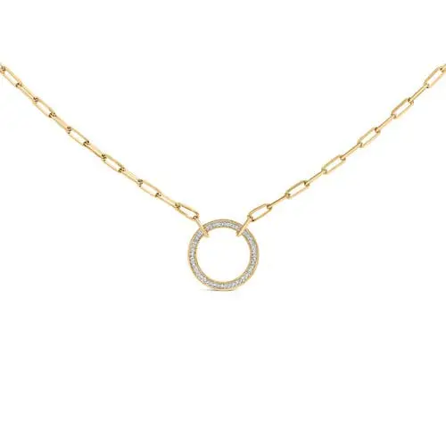 HAUS OF BRILLIANCE Gold Vermeil Diamond Paperclip Chain Necklace - Silver