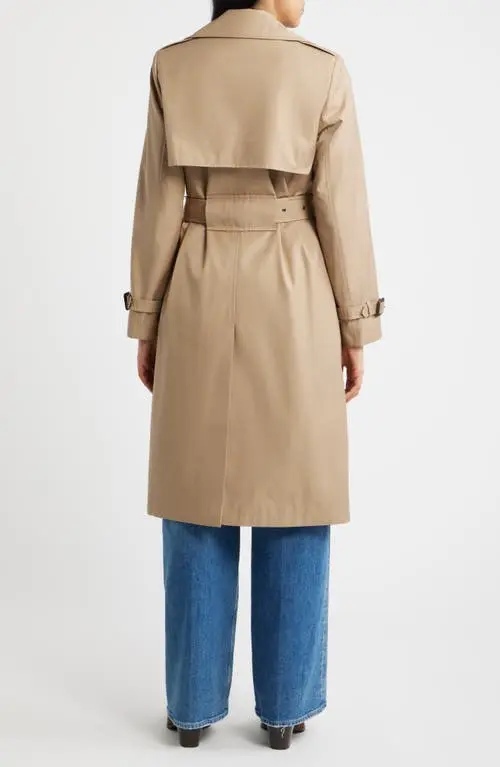Sam Edelman Double Breasted Trench Coat With Faux Suede Detailing - Sand