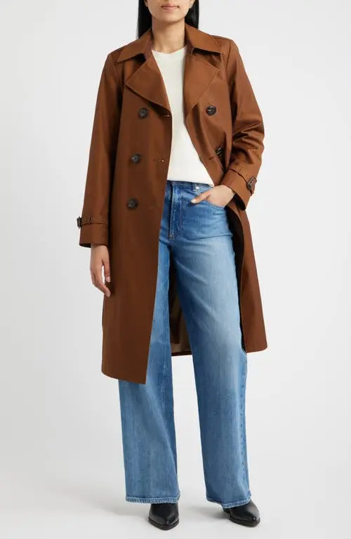 Sam Edelman Double Breasted Trench Coat With Faux Suede Detailing