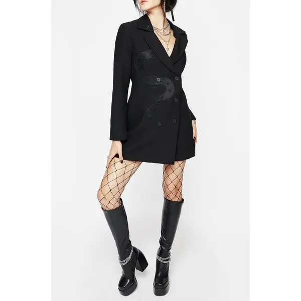 DISTURBIA Slither Embroidered Blazer Dress