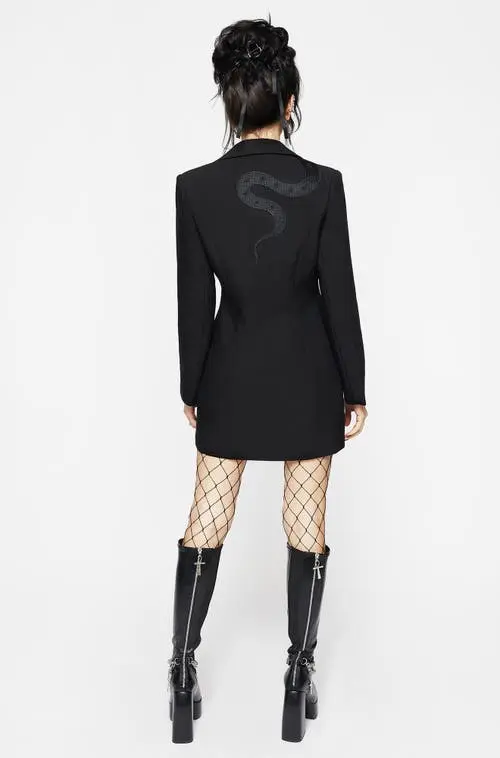 DISTURBIA Slither Embroidered Blazer Dress