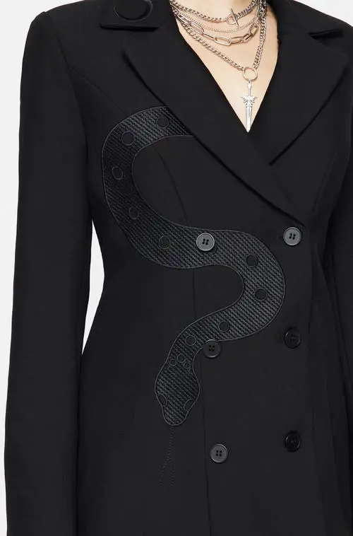 DISTURBIA Slither Embroidered Blazer Dress