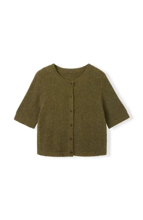 CELTIC & CO. Alpaca Blend Ribbed Short Sleeve Top