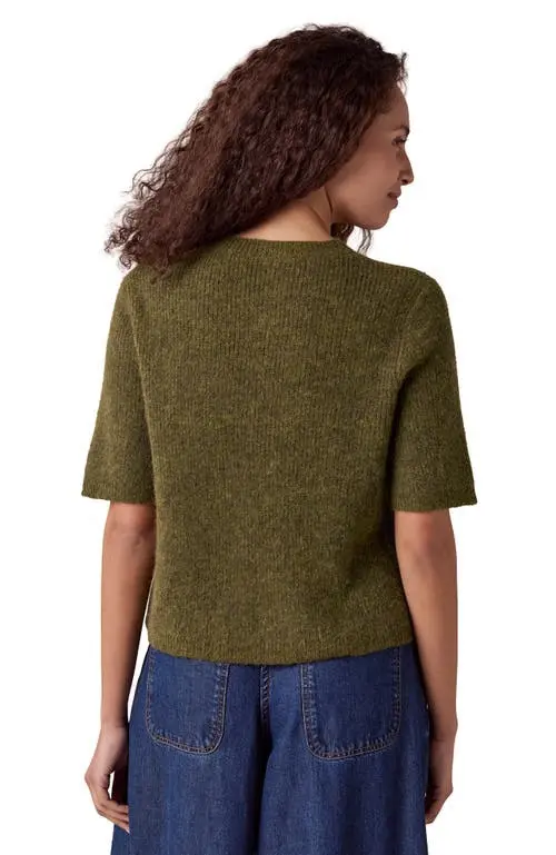 CELTIC & CO. Alpaca Blend Ribbed Short Sleeve Top