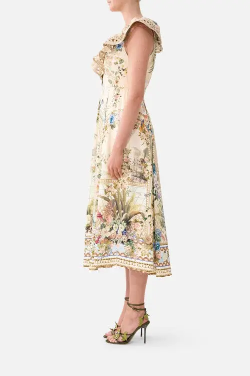 Camilla V-neck Frill Midi Dress