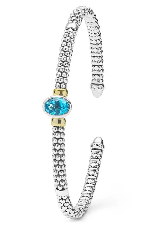 Lagos Signature Caviar Blue Topaz Cuff