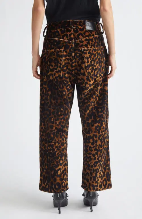 R13 Leopard Print Cotton Velveteen "x-boyfriend" Pants