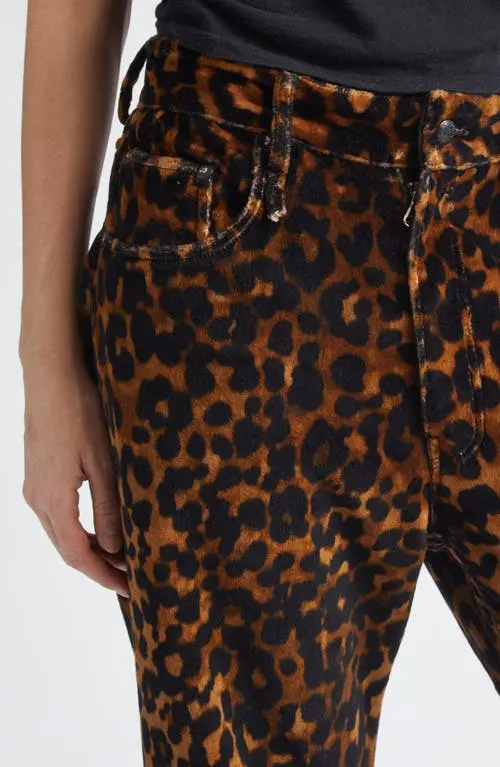 R13 Leopard Print Cotton Velveteen "x-boyfriend" Pants