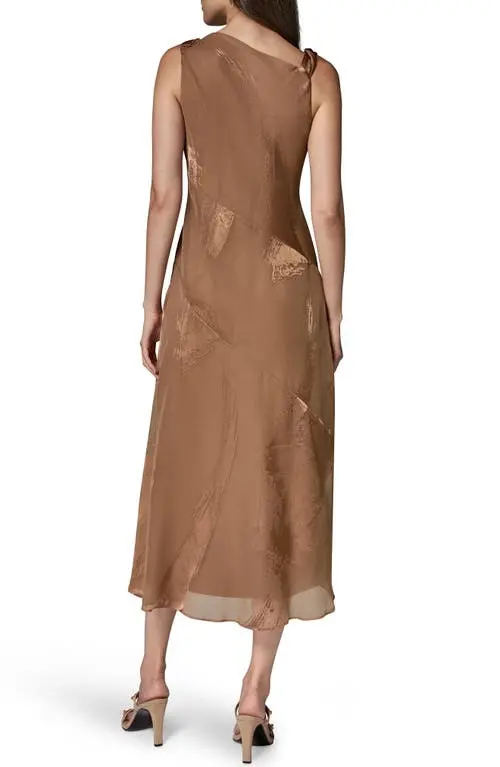 Donna Karan New York Satin Burnout Cowl Neck Cocktail Dress