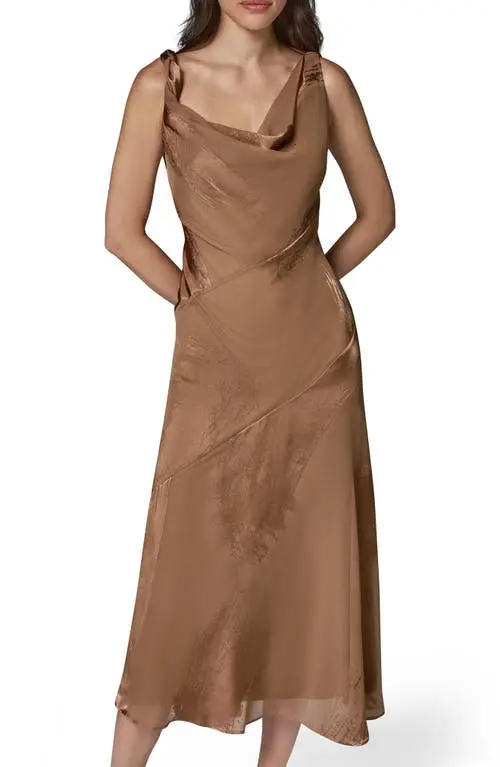 Donna Karan New York Satin Burnout Cowl Neck Cocktail Dress