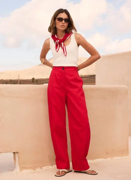 Mint Velvet Wide Leg Utility Trousers With Button Tab Cuffs