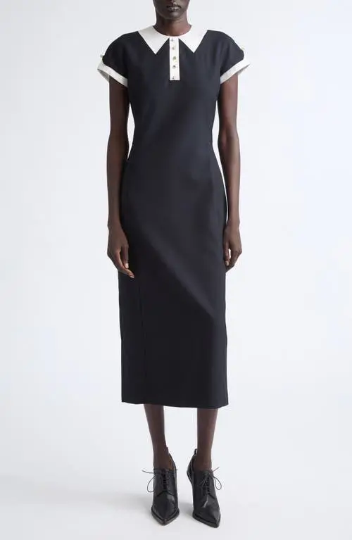 Thom Browne Trompe L'oeil Polo Wool Hopsack Dress - Navy