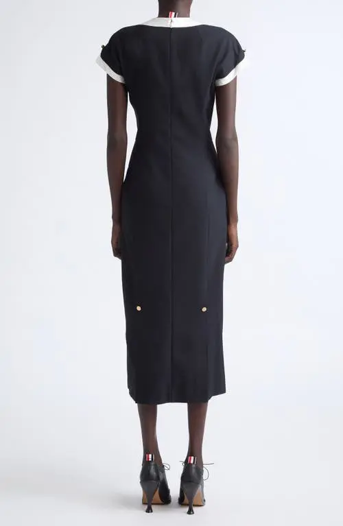 Thom Browne Wool Hopsack Trompe L'oeil Polo Dress