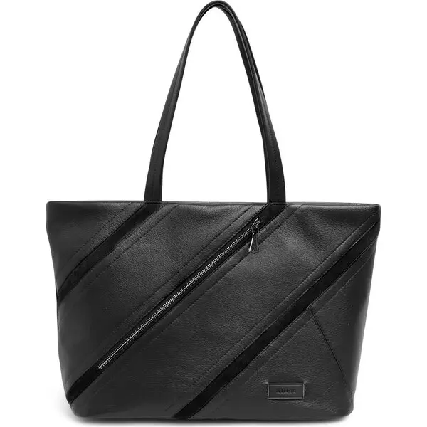 AIMEE Avenue Top Zip Leather Tote - Black