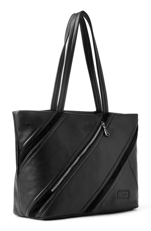 AIMEE Avenue Top Zip Leather Tote - Black