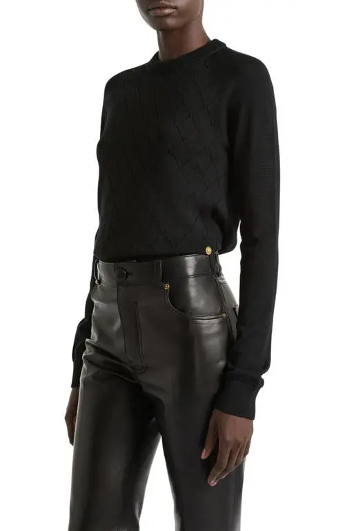 Balmain Fine Knit Jumper With Quilted Effect - Black