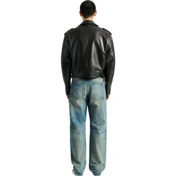Balmain Textured Leather Biker Jacket