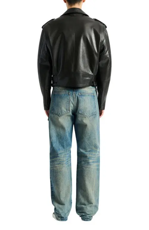 Balmain Textured Leather Biker Jacket