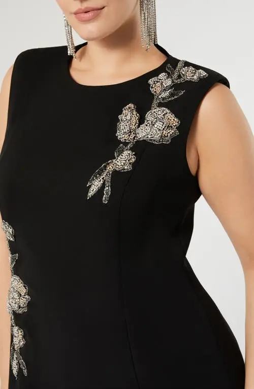 Marina Rinaldi Refeluca Beaded Jewel Neck Dress