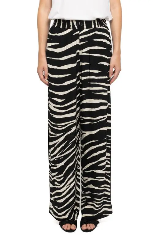 Zadig&Voltaire Zebra Print Viscose Wide Leg Pants - Black