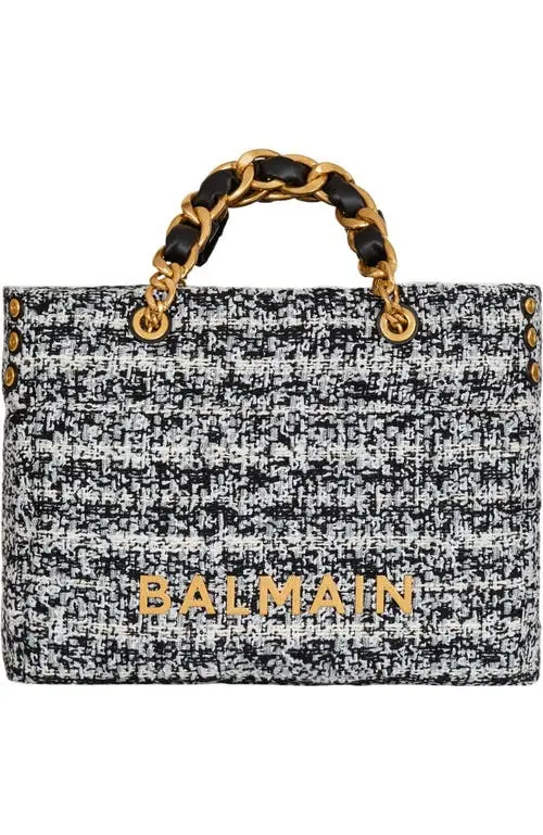 Balmain 1945 Soft Tweed Tote Bag