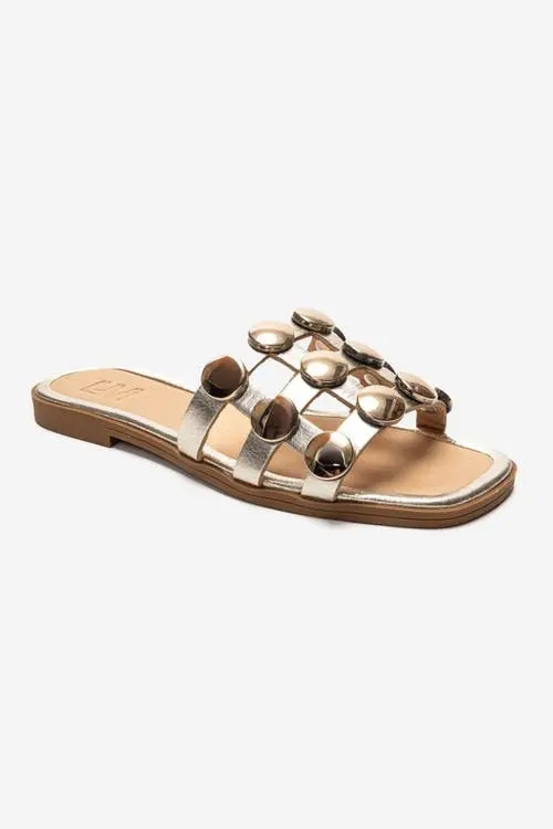 FOREVER & ALWAYS SHOES Bareon Leather Sandal - Gold