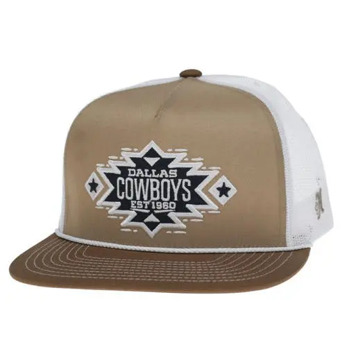 HOOEY White Dallas Cowboys Aztec Trucker Adjustable Hat