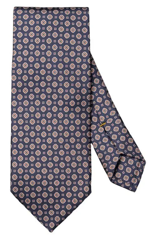 Eton Medallion Printed Silk Tie - Navy