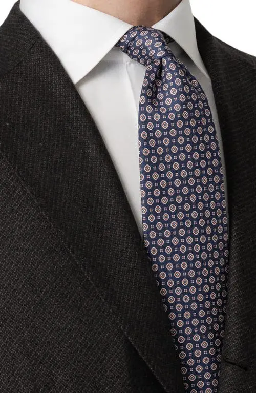Eton Medallion Printed Silk Tie - Navy