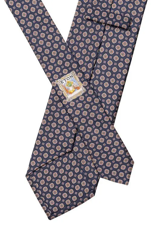 Eton Medallion Printed Silk Tie - Navy