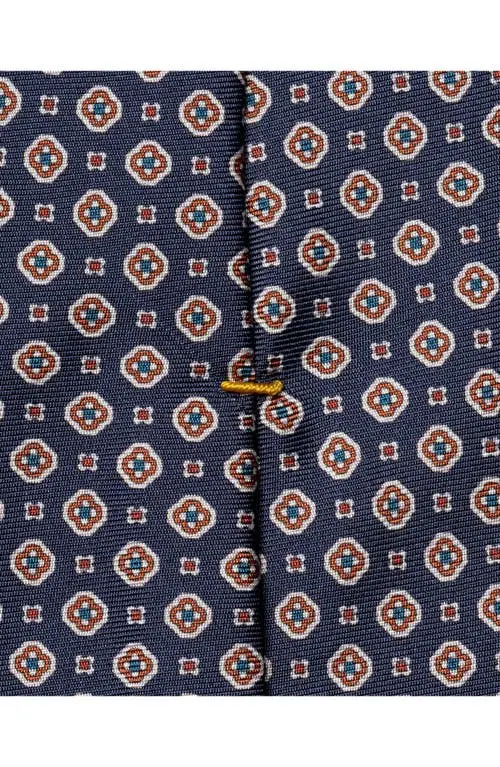 Eton Medallion Printed Silk Tie - Navy