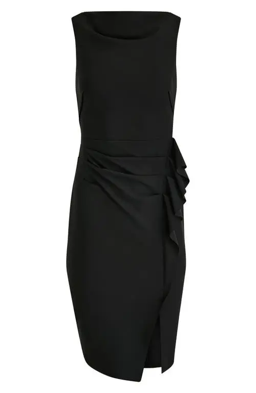 Donna Karan New York Ruffle Detail Sheath Midi Dress