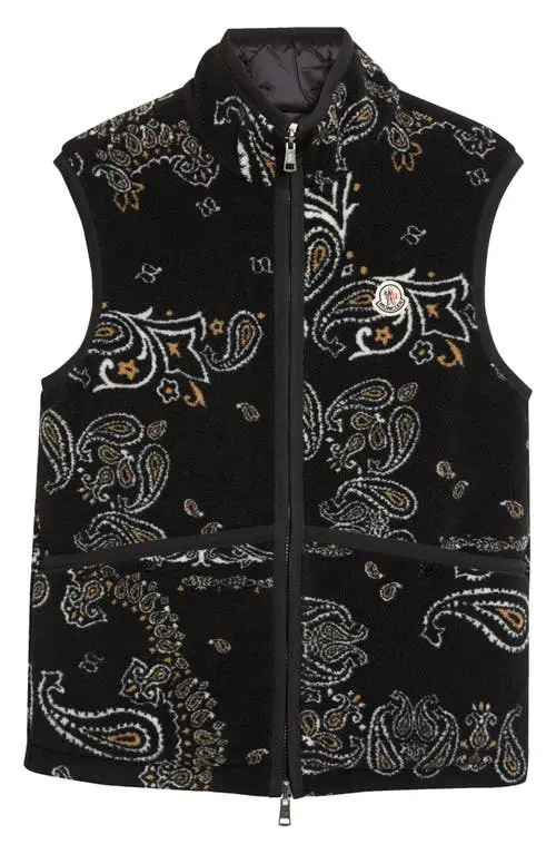 Moncler Reversible Paisley Print Fleece & Diamond Quilted Vest