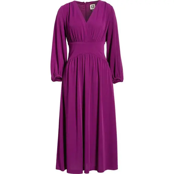 Anne Klein Blouson Long Sleeve Fit & Flare Midi Dress