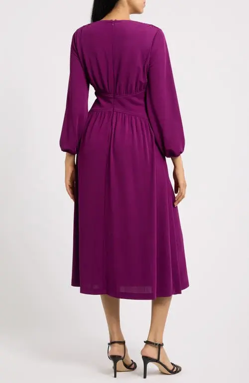 Anne Klein Blouson Long Sleeve Fit & Flare Midi Dress