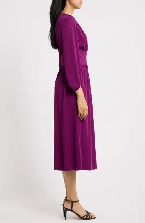 Anne Klein Blouson Long Sleeve Fit & Flare Midi Dress