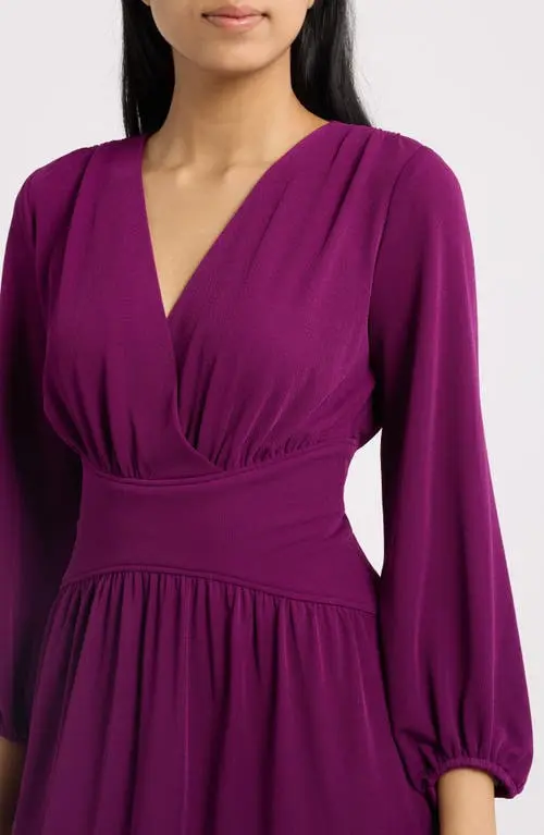 Anne Klein Blouson Long Sleeve Fit & Flare Midi Dress