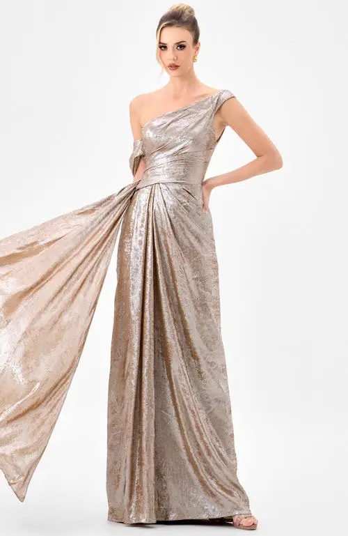 BARIANO Ginnie Draped Sash Gown