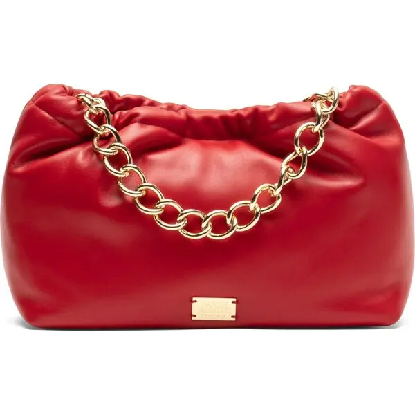 FRANCES VALENTINE Bici Leather Gathered Crossbody Bag With Chain Strap - Red