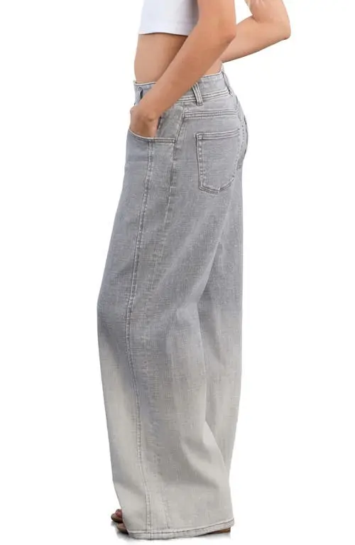 HINT OF BLU Vibe Seamed Wide Leg Jeans - Sea Grey