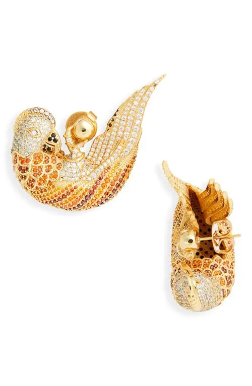 Zimmermann Plume Pavé Stud Earrings - Gold/red