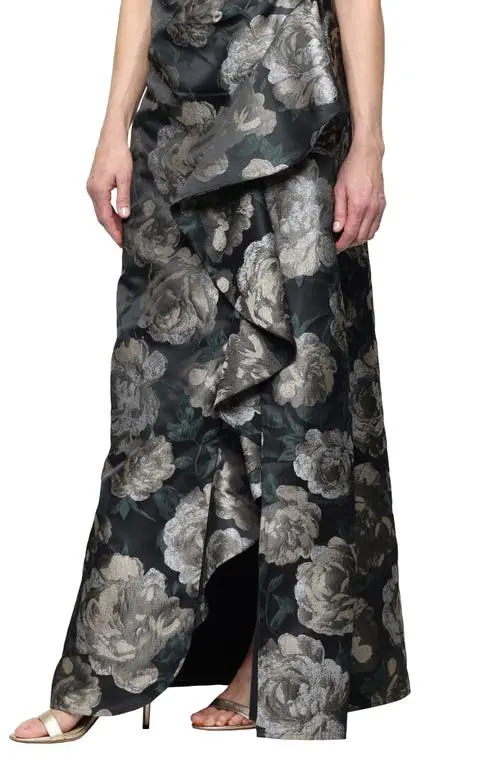 Alex Evenings Strapless Metallic Floral Jacquard Gown