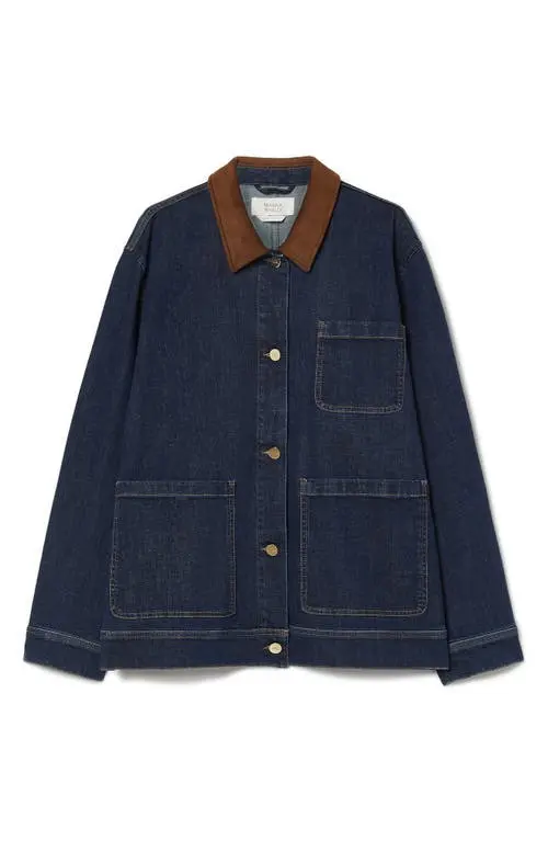 Marina Rinaldi Contrast Collar Denim Jacket