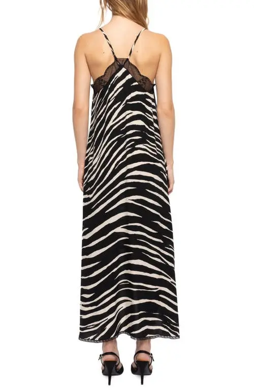 Zadig&Voltaire Risty Zebra Print Lace Trim Slipdress