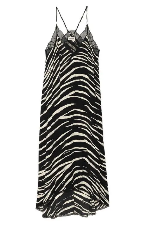 Zadig&Voltaire Risty Zebra Print Lace Trim Slipdress