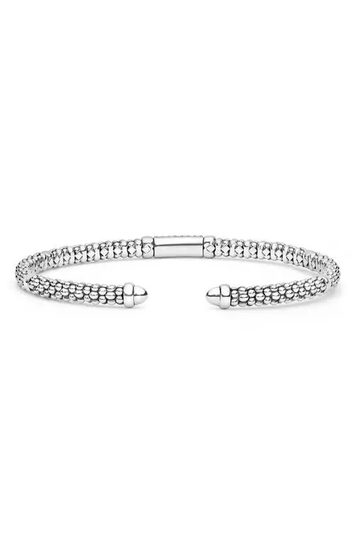 Lagos Signature Caviar Sterling Silver & 14k Gold Diamond Cuff Bracelet - Two-tone