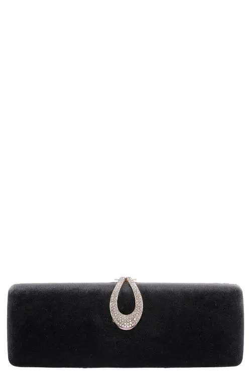 Nina Rumi Velvet Clutch With Crystal Embellished Hardware